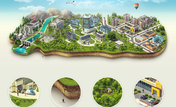 Recreate 3d diorama environment,d5 model,isometric cad plan,landscape map render by Awabeeb | Fiverr