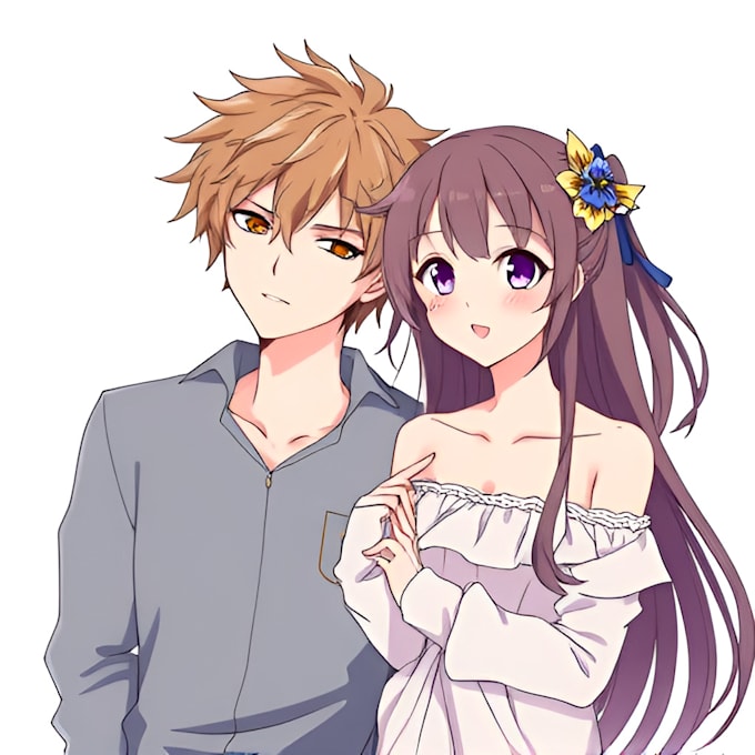 Make a anime couple character art and anime style by Ivarado | Fiverr