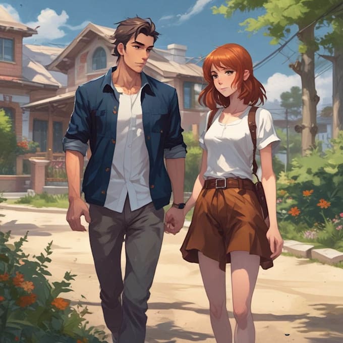 Draw couple character from photo in anime style by Avisclure | Fiverr