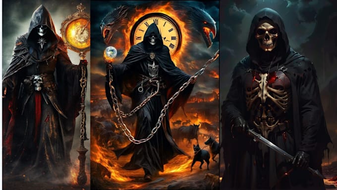 Custom illustration of skull reaper heavy metal dark art reaper art ...