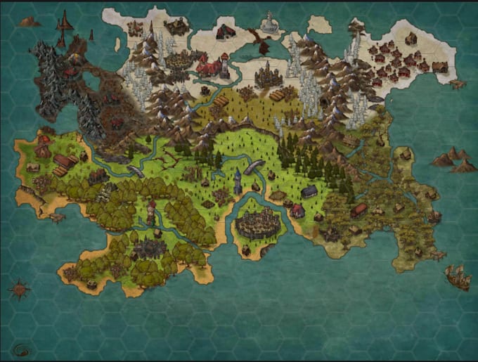 Do 2d 3d game map, vector illustration, fantasy map for your games, by ...