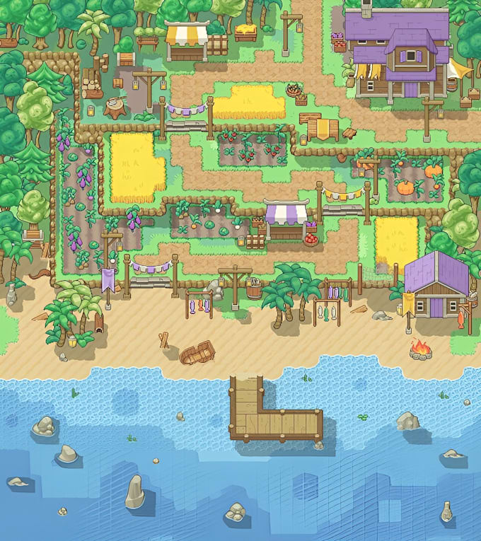 Draw pixel tileset rpg maker game environment game art pixel art ...