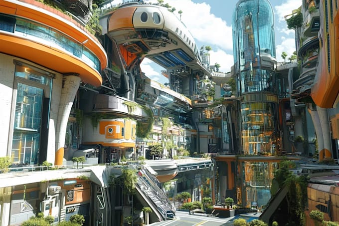 Draw a science fiction city, cyberpunk concept art by Peapseo | Fiverr