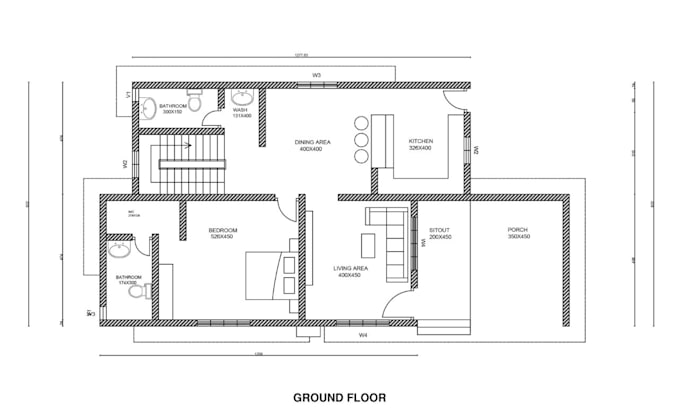 Do 2d autocad architectural floor plan, autocad drafting, 2d house cad ...