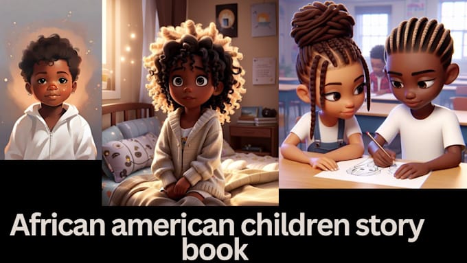 Draw african american children story book illustration, book cover ...