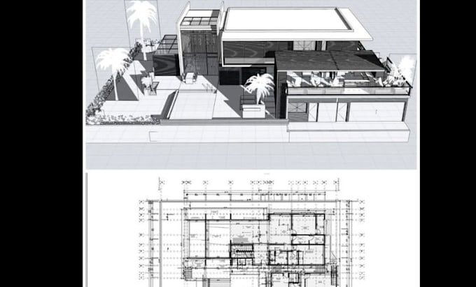 Draft architectural blueprint for 2d house plan and 3d modeling by ...