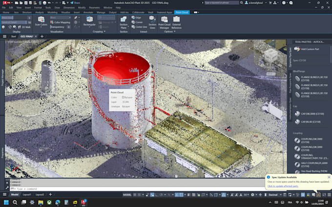 Create 3d model from point cloud in piping drafting using mep plant 3d ...