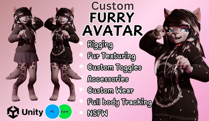 Create 3d vrc furry, furry avatar, nsfw furry, vrchat avatar, furry ...