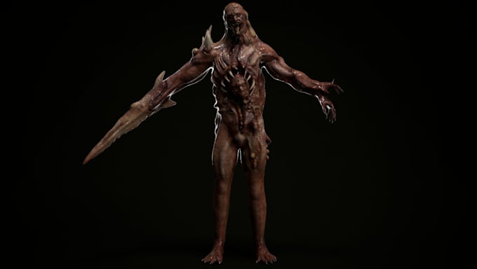 Game ready 3d creature monster, scary zombie model, vr horror, texture ...