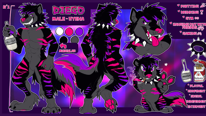 Draw character reference sheet furry art fursona character for your ocs by Blossom010 | Fiverr