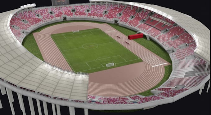 Render 3d stadium area, golf simulator space, garage render, office ...