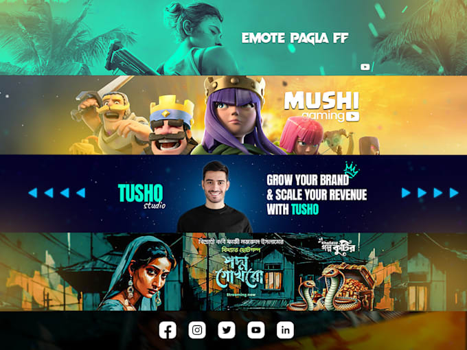 Design perfect youtube headers by Vectoradam | Fiverr