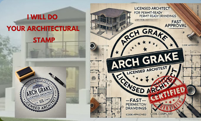 Licensed architect stamp and code for permit ready construction drawing ...