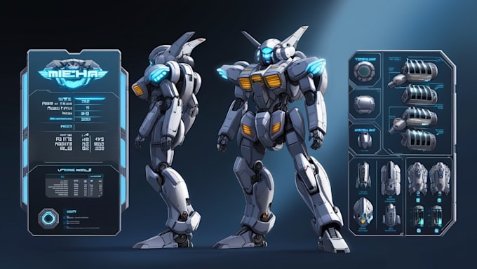 Draw mecha robot character sheet design by Kendasole | Fiverr