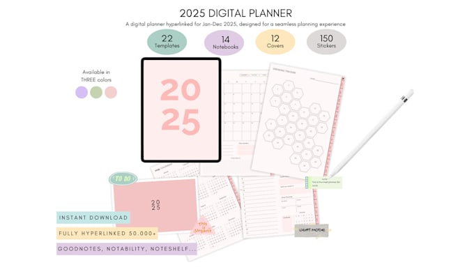 Design digital planner, journal, calendar for etsy by Rioside | Fiverr