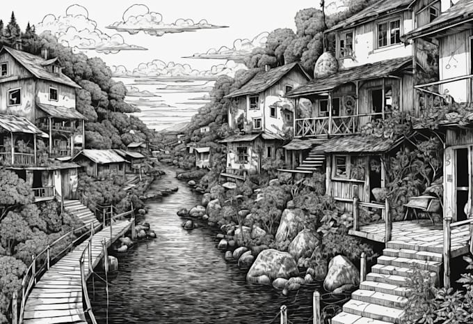 Create super amazing pen and ink line art illustration by Aikiwman | Fiverr