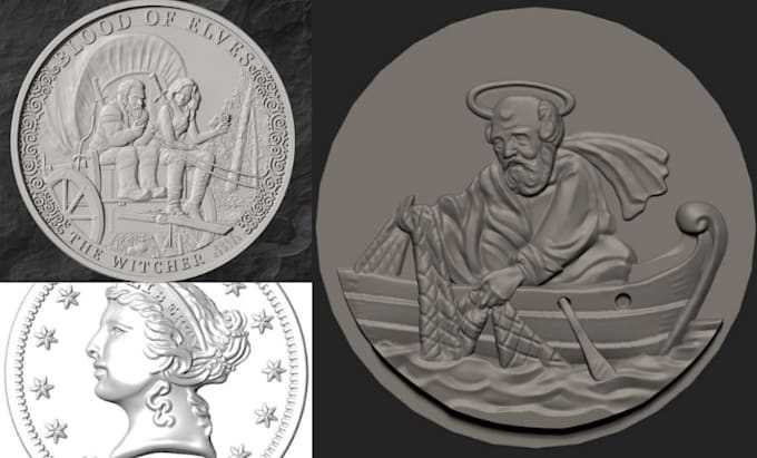 3d sculpt 3d coin model 3d bas relief 3d pendant cnc design 3d ...