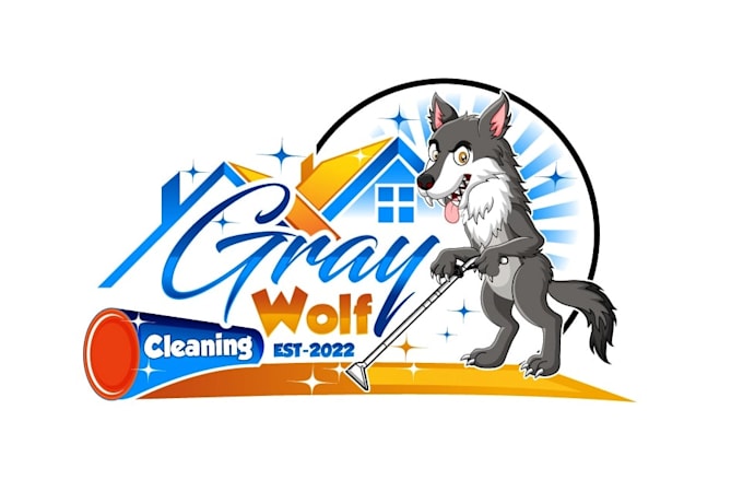Create creative and good looking wolf and cleaning logo design by ...