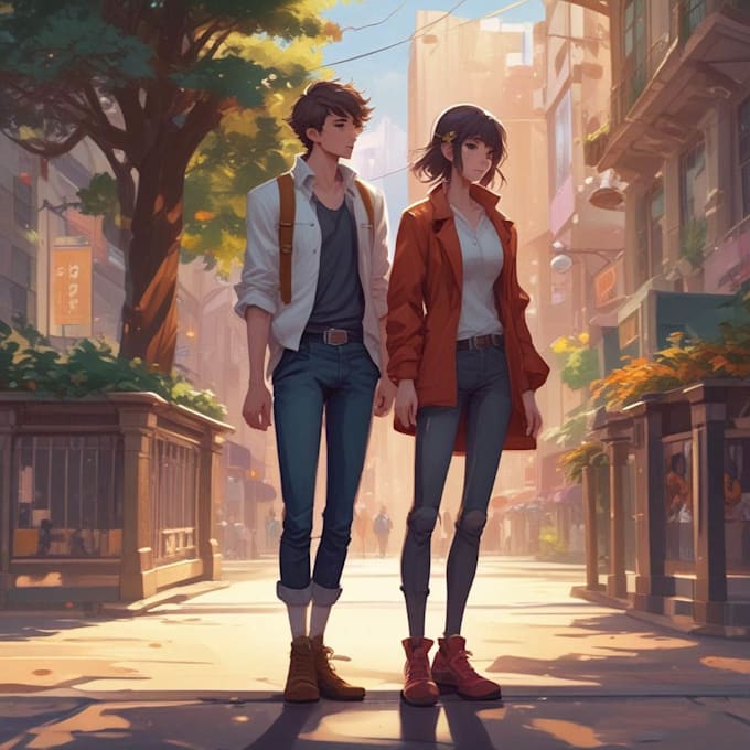 Make a anime couple character art for you by Gillynngnfx | Fiverr