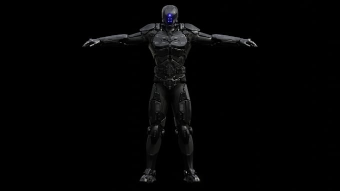 Futuristic scifi game character, robot, cyborg, texture, uv map, rig ...