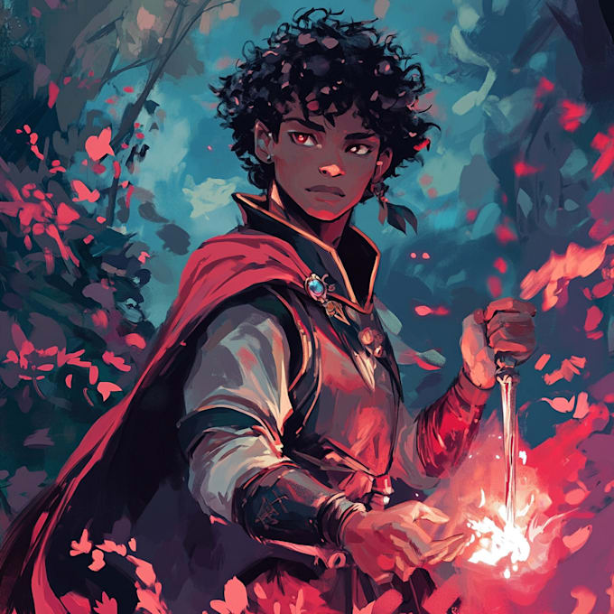 Do fantasy illustration book cover dnd character art in unique style by ...