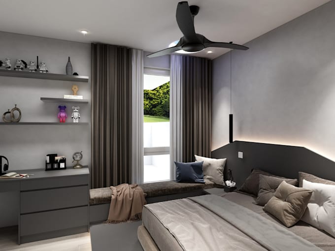 Do modern contemporary interior design for bedroom by Ss_designcore | Fiverr