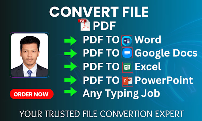 Convert pdf to word, excel, powerpoint, google docs, data entry, va by ...