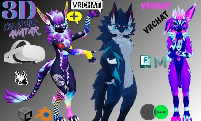 Do custom vrchat avatar, avatar booths vrchat avatar maker, nsfw vrchat avatar by Turry_1 | Fiverr