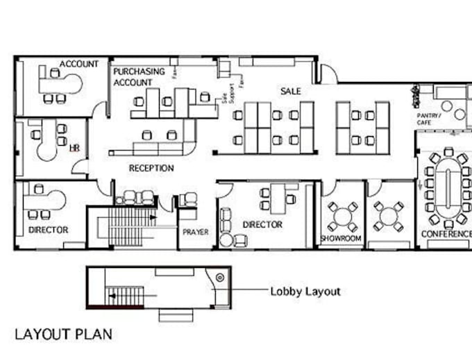 Do 2d office floor plan, workspace floor plan, office layout by Arch ...