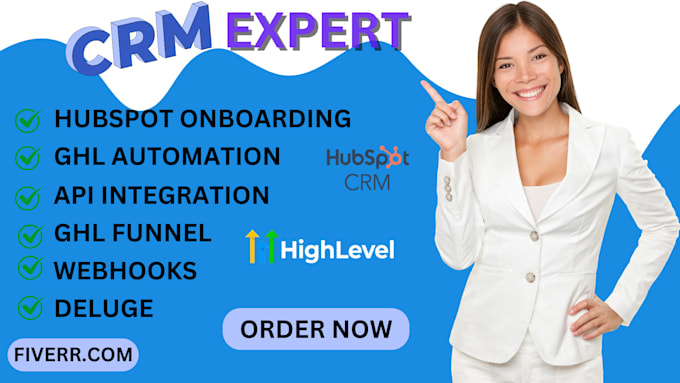 Setup hubspot crm, ghl automation, ghl funnel, webhooks, deluge, api integration by ...