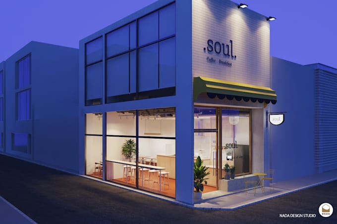 Design and render retail stores interior and exterior, bakery store ...