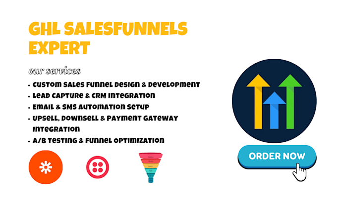 Design sales funnel go high level landing page maligun twilio automated leads by Crmtopking | Fiverr