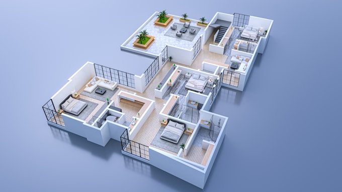 Do realistic render of a 3d floor plan with visualization by Shamim_rana1 | Fiverr