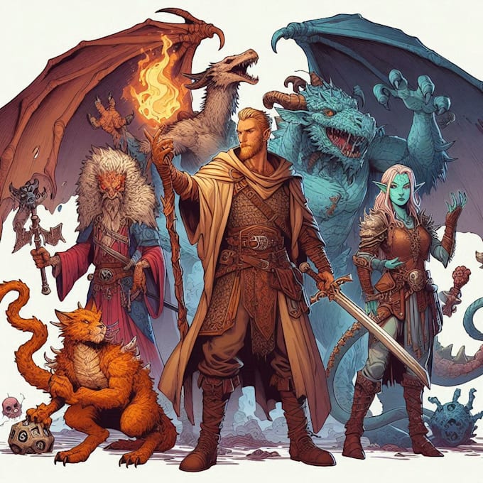 Draw realistic character, cartoon, fantasia dnd art by Tomreno4 | Fiverr