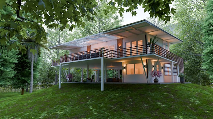 Remodel 3d modern farm house in revit,3d landscape,3d forest house ...