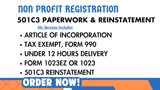 Do nonprofit registration 501c3 paper work, form 1023ez and full filing ...