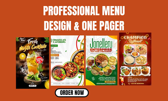 Design professional flyer one pager banner design menu event card one pager