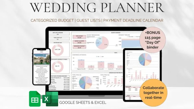 Wedding planner spreadsheet wedding google sheet tracker wedding budget ...