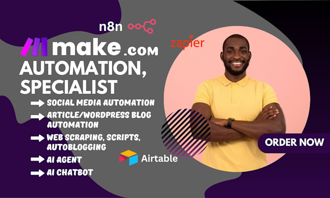 N8n automation n8n ai agent make n8n workflow make com automation n8n expert by Abiola_tech | Fiverr