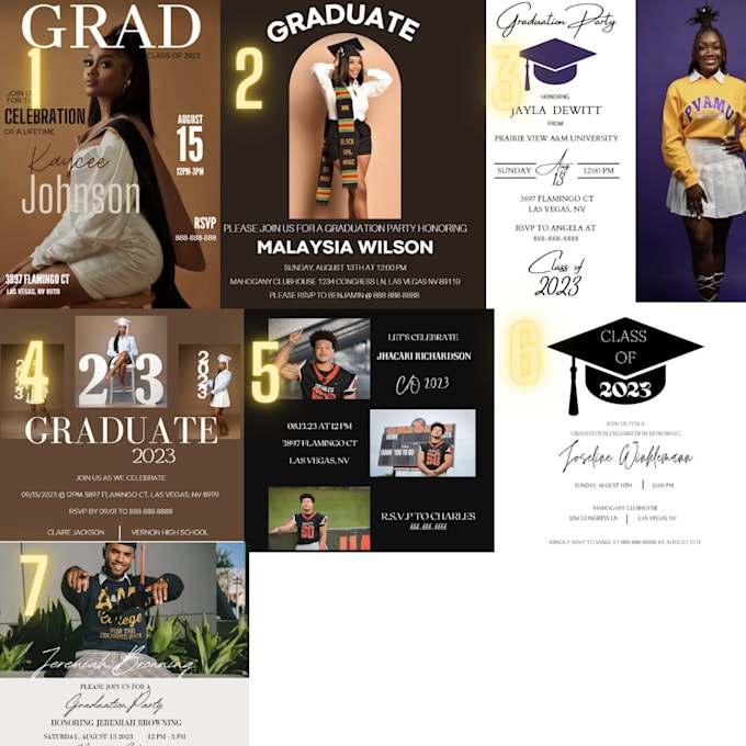 Create a graduation flyer using one of the templates shown by Kyllaa ...