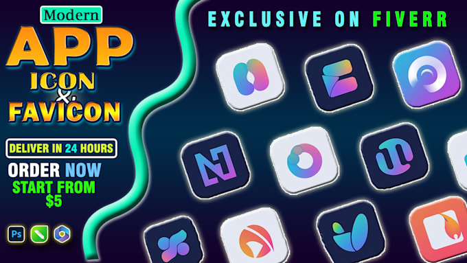 Design professional app icons, favicons and logo design with unique ...