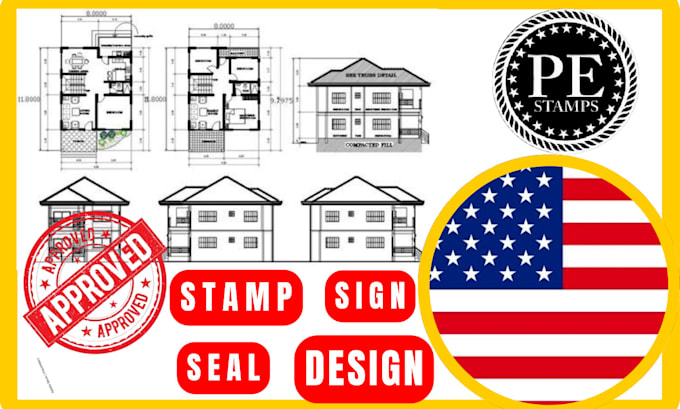 California licensed structural engineer architect usa stamp pe stamp ...