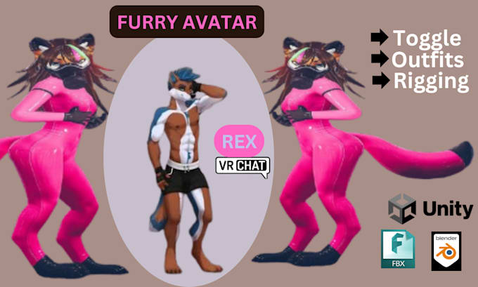 Create and rig your 3d avatar, furry avatar nsfw model for vrchat or vtuber by Pamila0 | Fiverr