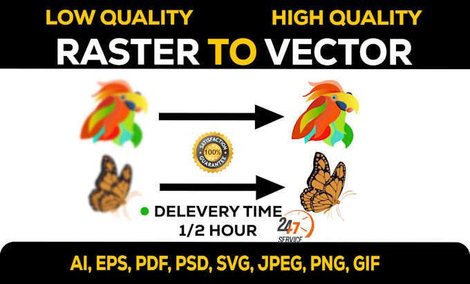 Convert raster to vector, trace image to vector and image trace illustrator by Nipu01 | Fiverr