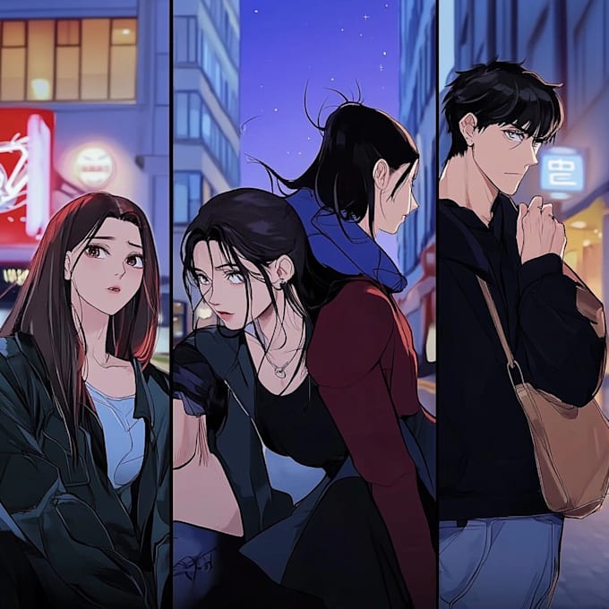 Draw webtoon webcomic with anime manga comic illustration as comic book ...