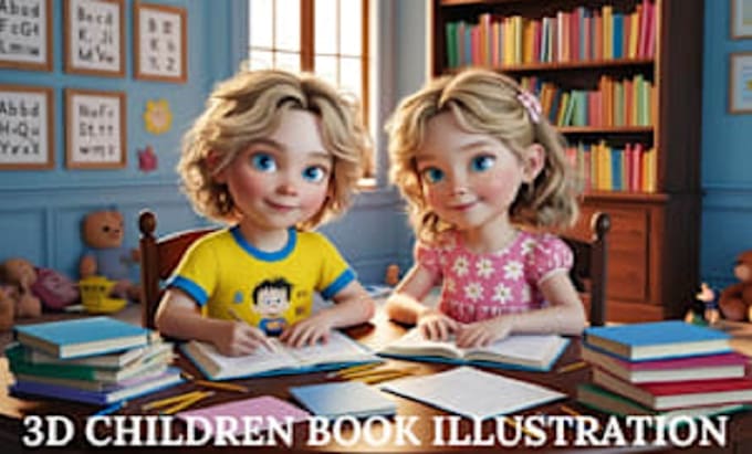 Illustrate 3d children story book illustration, 3d children book ...