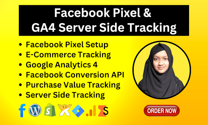 Setup facebook pixel and ga4, server side tracking for ecommerce by Nj_mitu | Fiverr