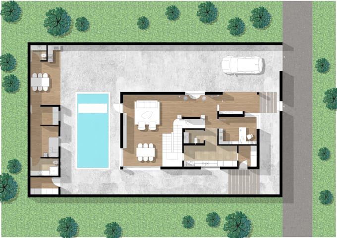 Render 2d architectural floor plan in photoshop by Najib_renders | Fiverr