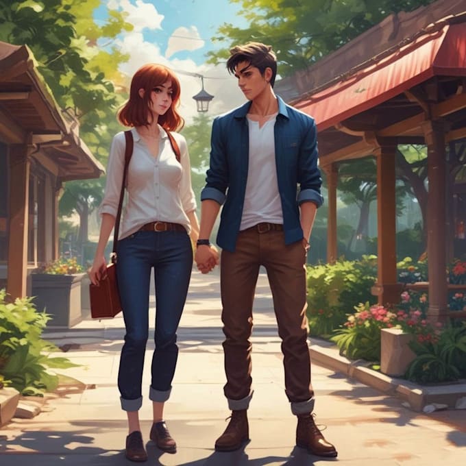 Make a anime couple character art anime style by Eugands | Fiverr