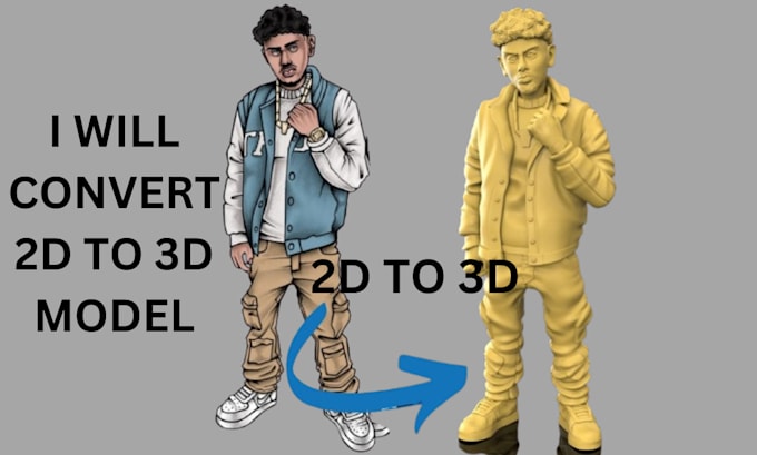 Convert 2d to 3d model custom 3d animal 3d character image to 3d print ...